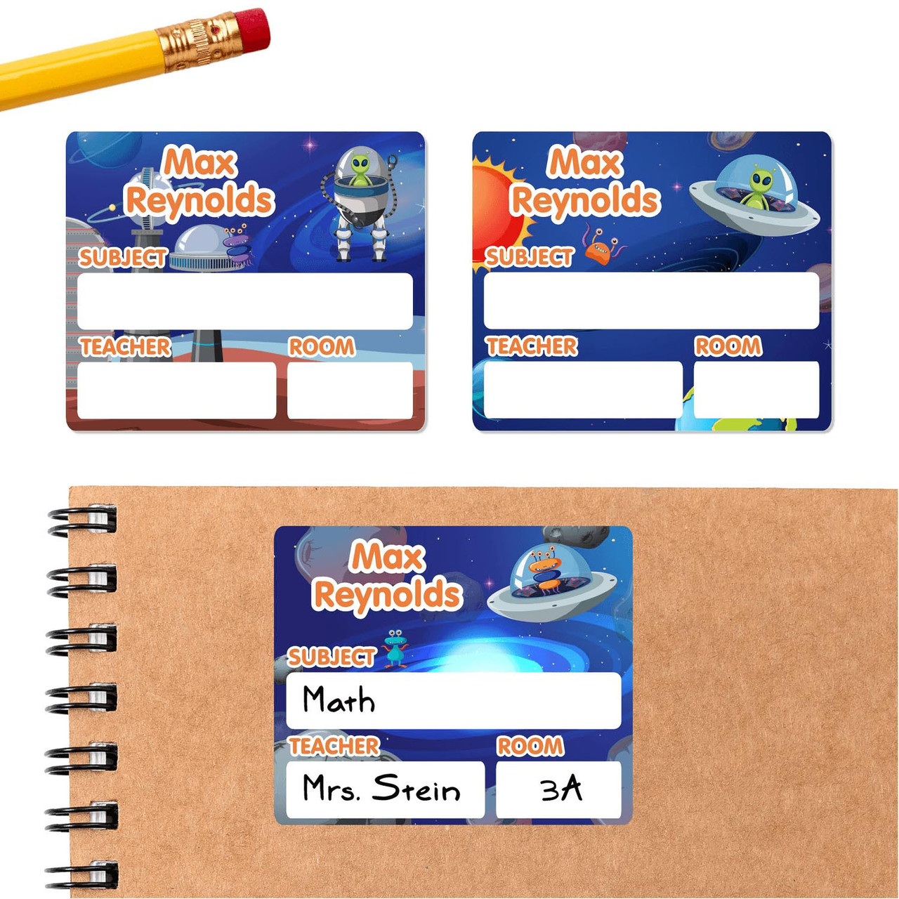 Aliens School Subject Labels for Kids | Sticky Monkey
