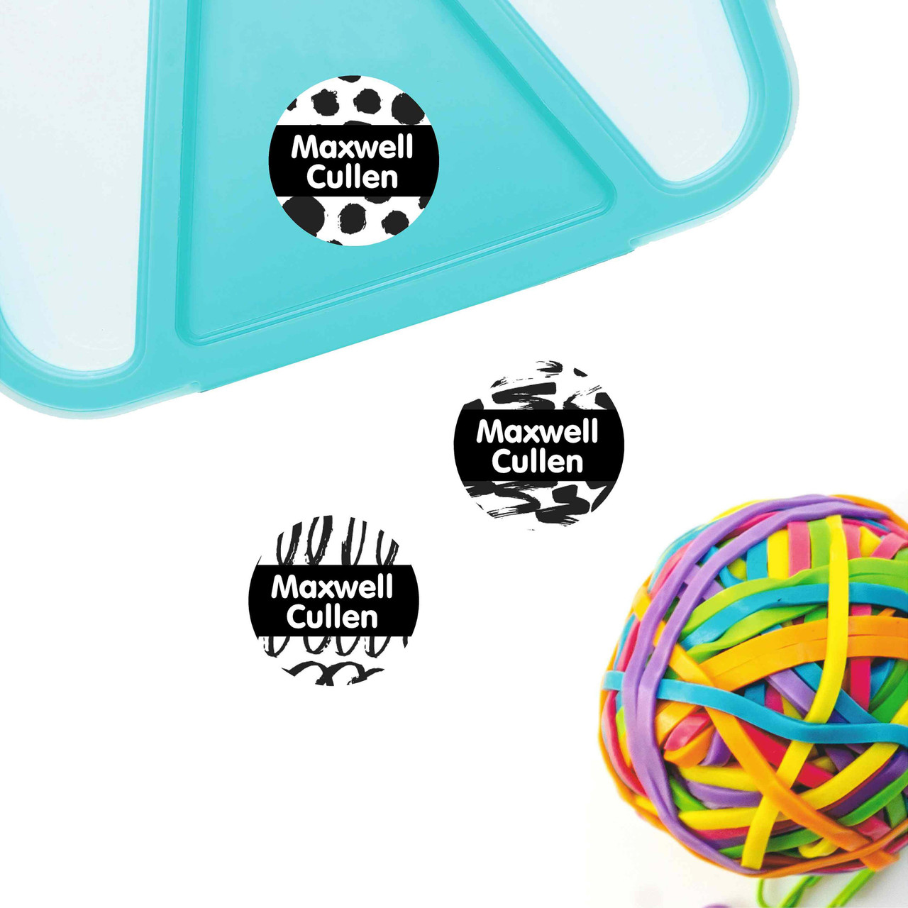 Small Round Labels Black and White Abstract | Daycare