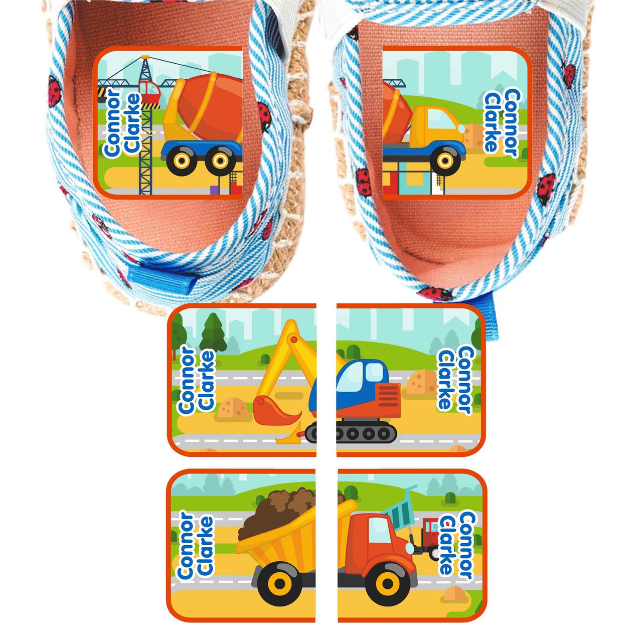 Construction Teaching Shoe Stickers | Sticky Monkey Labels