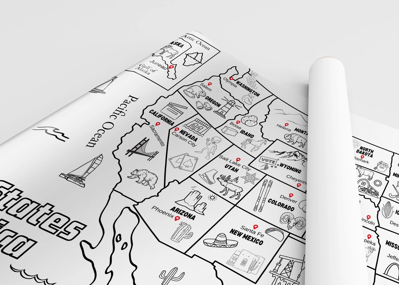 US Map Giant Coloring Poster | Large Coloring Pages