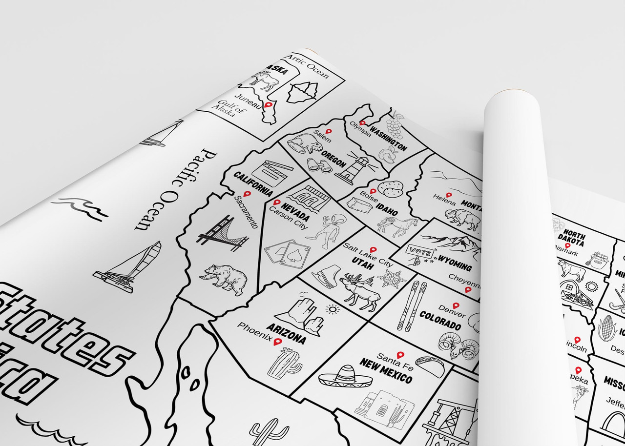 US Map States Coloring Poster | Large Coloring Pages