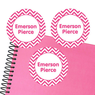 Chevron Large Round Labels | Waterproof Name Stickers