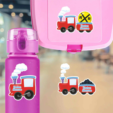 Trains Large Name Labels - Die Cut Waterproof