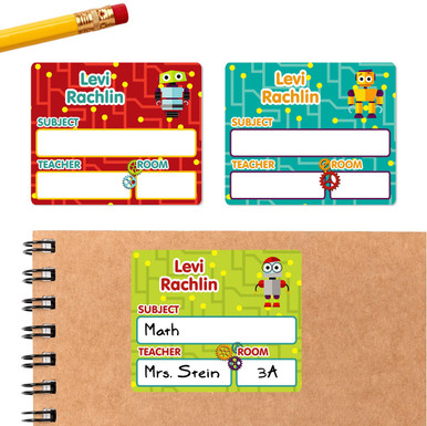 Robots School Subject Labels for Kids | Subject Stickers