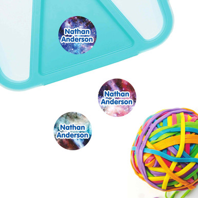 Small Round Labels Galaxy | Custom Name Stickers