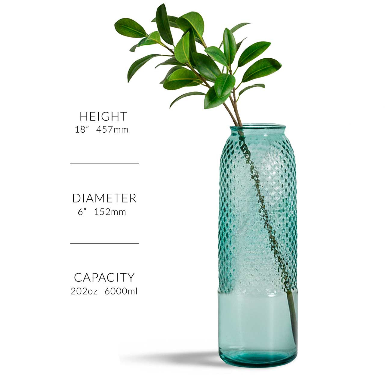 18" Diamond Recycled Glass Container | Couronne Co Wholesale