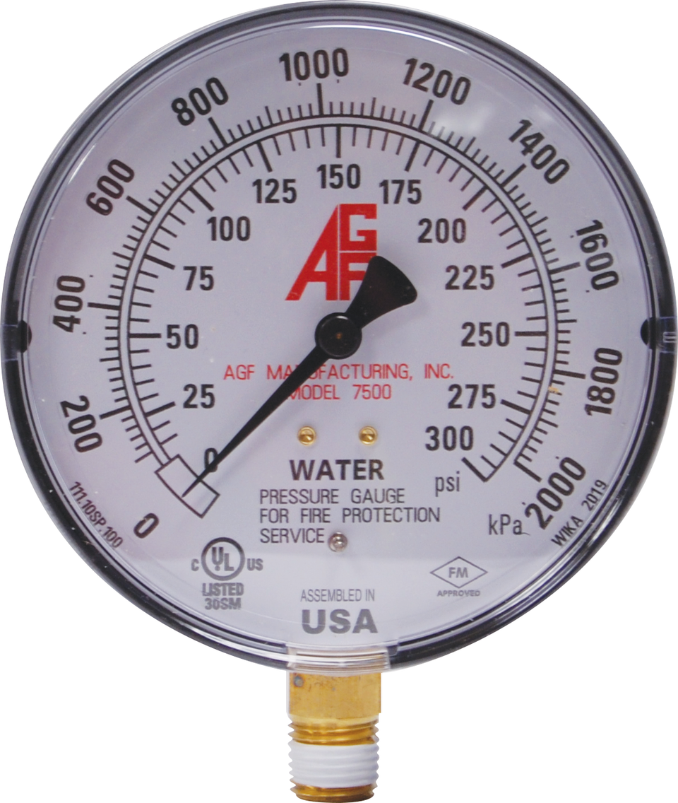 Pressure Gauge, UL Listed, FM Approved | Model 7500 | AGF Mfg.
