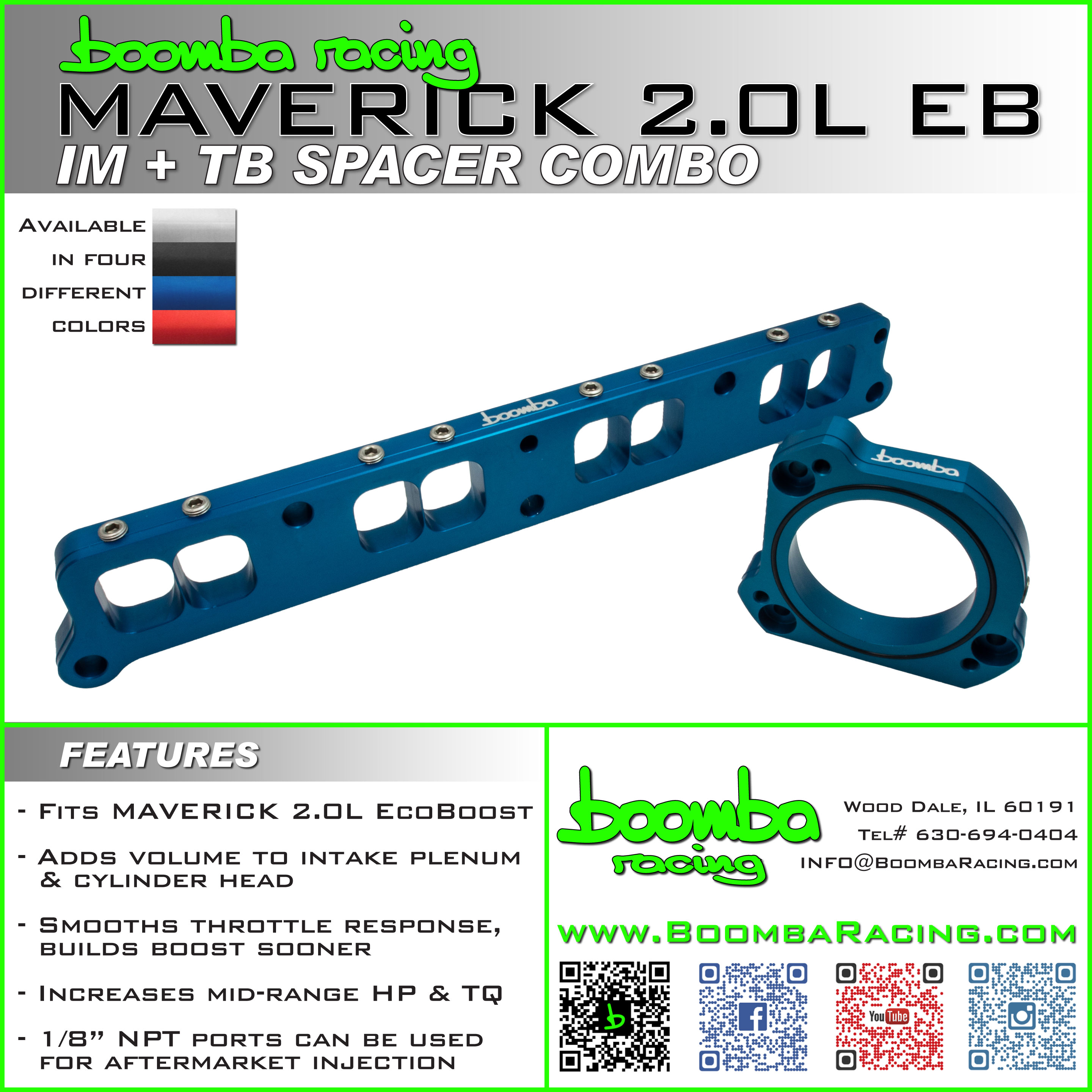 MAVERICK 2.0L EB TB + IM SPACER KIT - Boomba Racing, Inc.