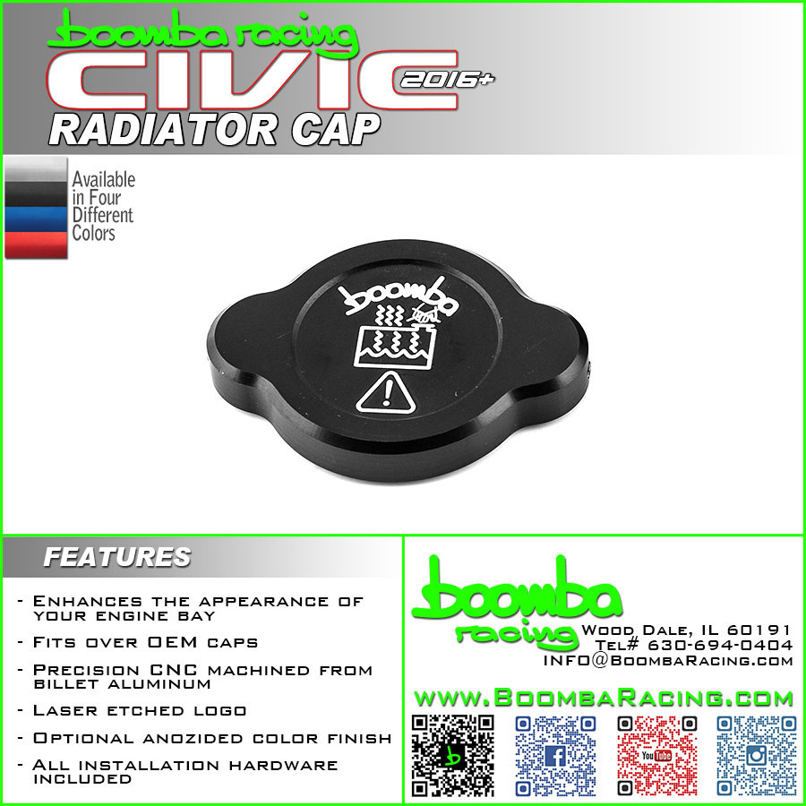 CIVIC 2016-2024 RADIATOR COVER CAP - Boomba Racing, Inc.