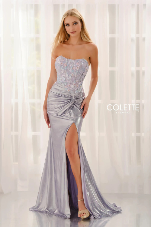 Colette by Daphne CL6121 Beaded Lace Strapless Corset Dress