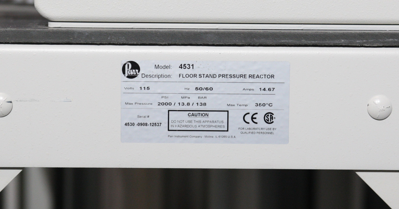 Parr 4531 Hast C 1 Liter High Pressure Reactor with Stirring