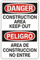 Construction Area Keep Out, Bilingual English/Spanish Safety Sign ...