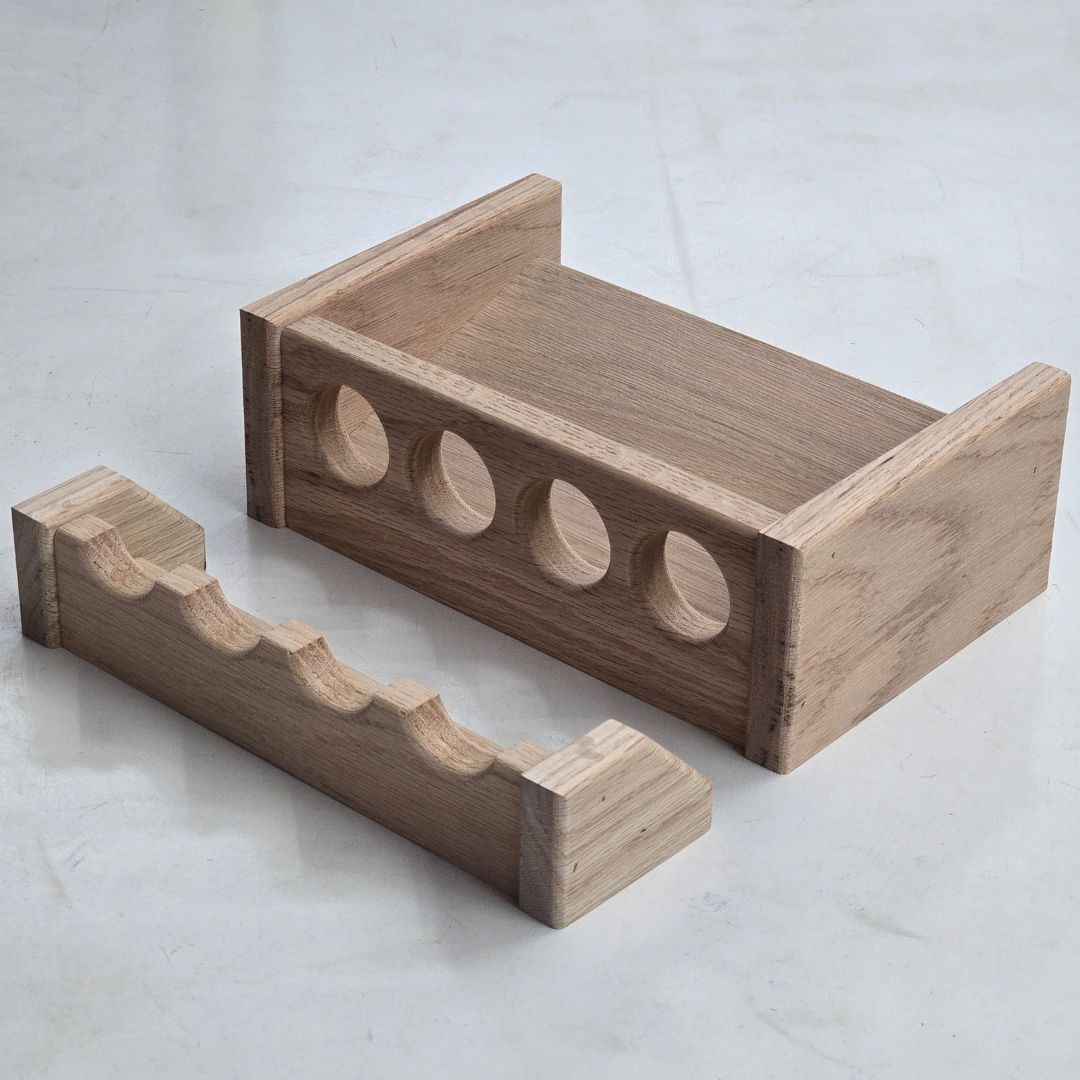 10 Inch Rod Rack | Unfinished Solid Red Oak Wood