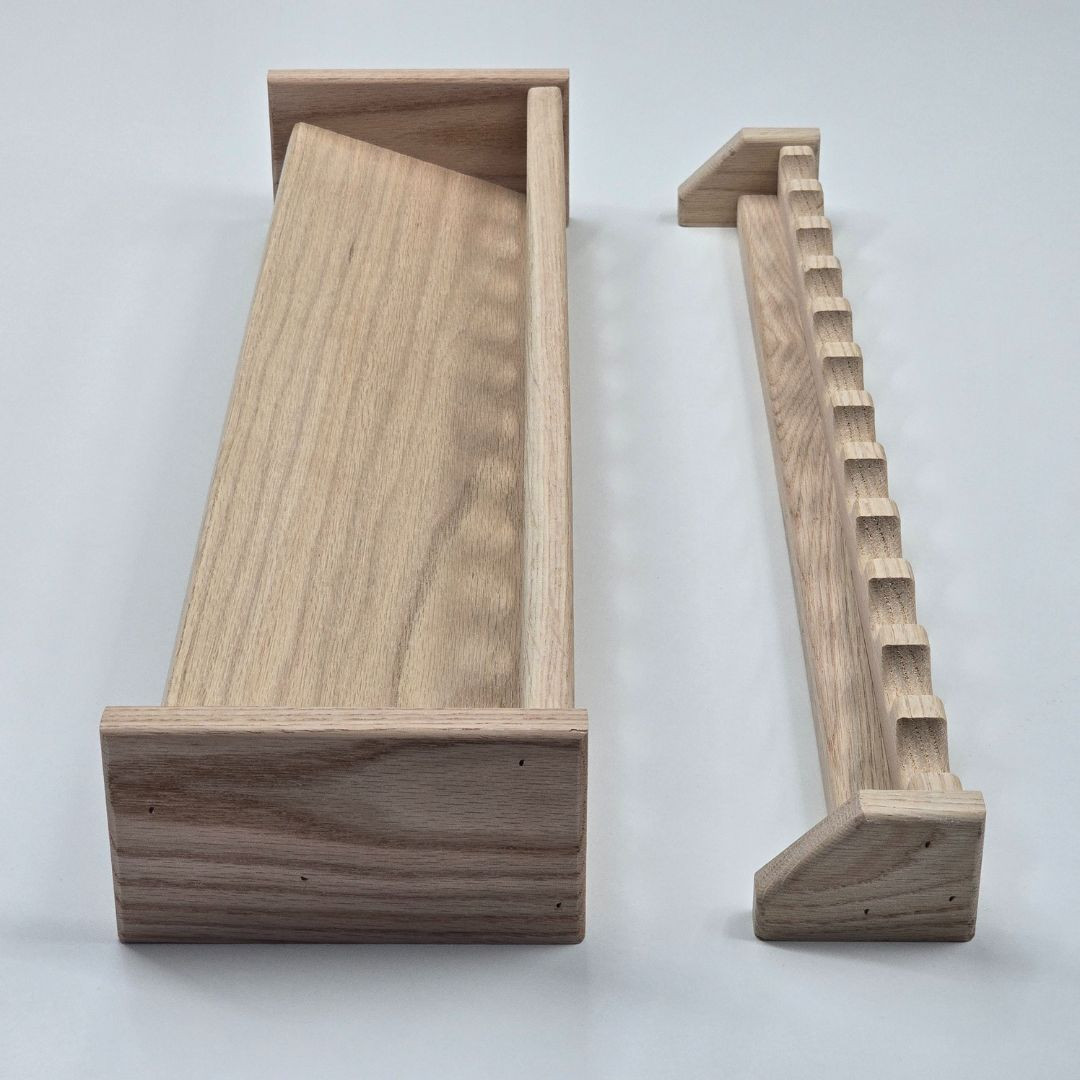 26 Inch Rod Rack | Unfinished Solid Red Oak Wood