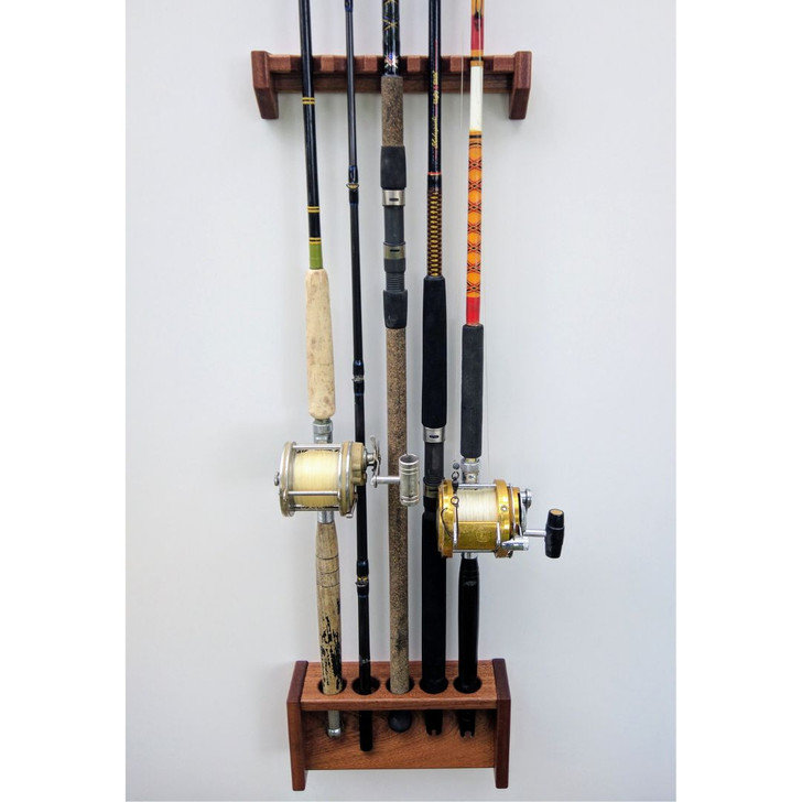 Solid Mahogany Vertical Fishing Rod Rack