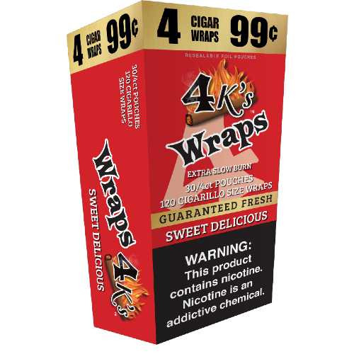 4 Kings Wraps 30/4 Pouches Sweet Delicious- Buitrago Cigars