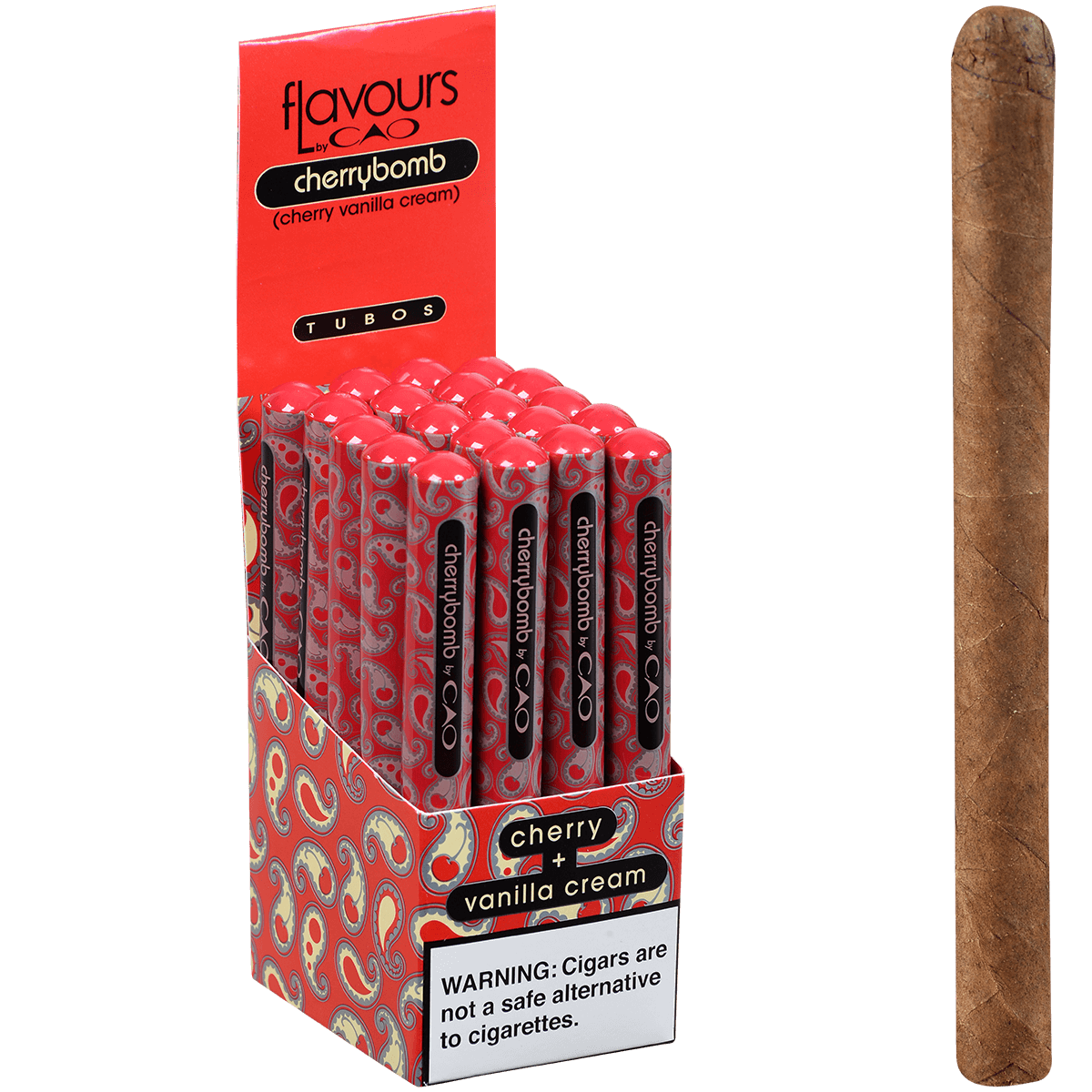 CAO Cigars Flavours Cherrybomb Tubo 20 Ct. Box 4.75X30 - Buitrago Cigars