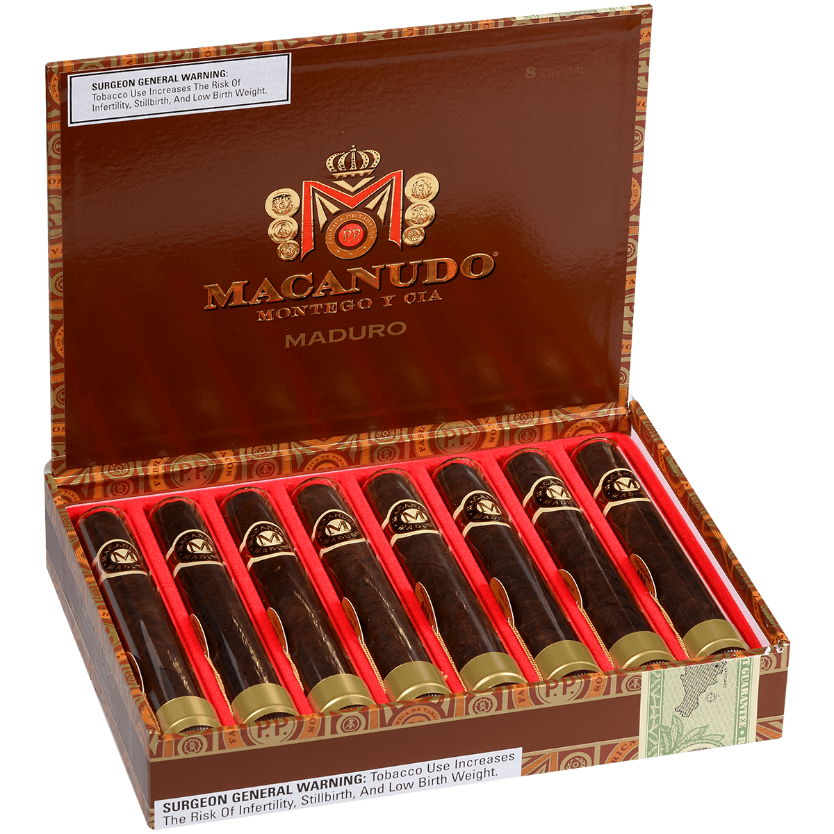 Macanudo Cigars Maduro Crystal Tubos 8 Ct. Box 5.50X50 - Buitrago Cigars