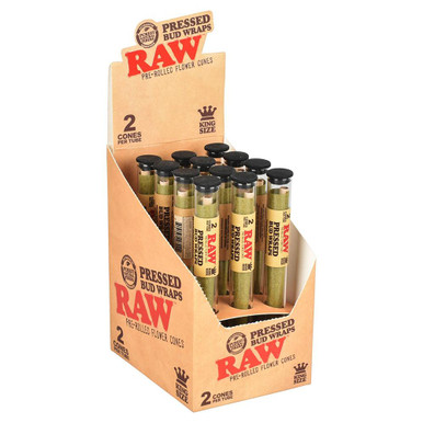 RAW Pressed Bud Wrap Cone King Size 12pc Display- Buitrago Cigars