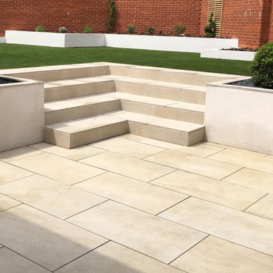 Beige Porcelain Paving - Corfe Stone