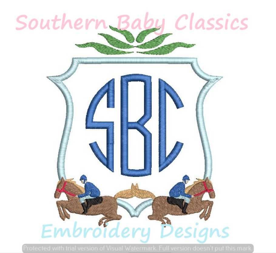 Jockey Horse Jumping Riding Monogram Crest Frame Machine Embroidery ...