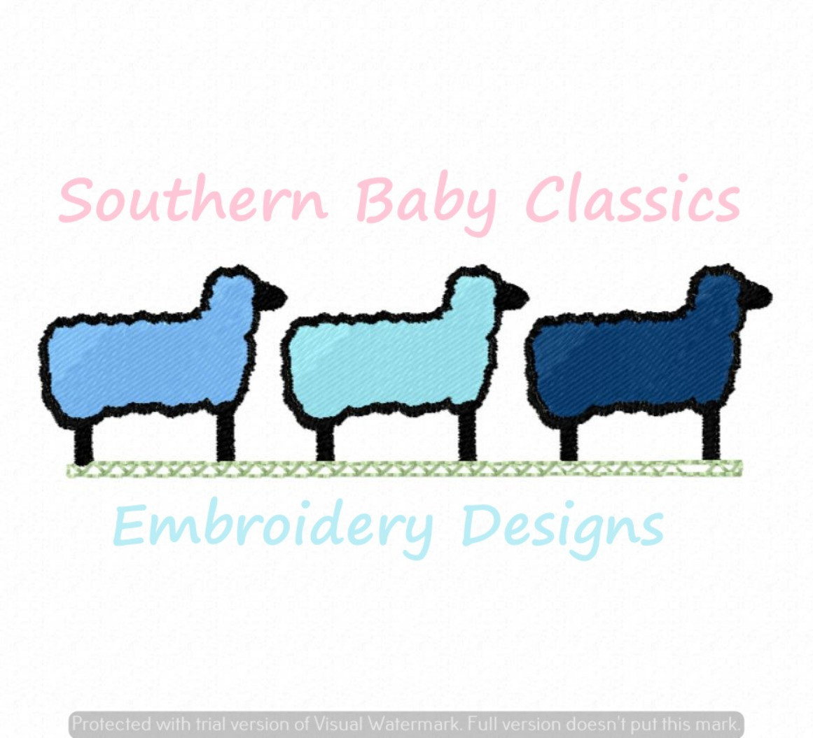 Simple Lamb Sheep Trio Machine Embroidery Design Spring Baby