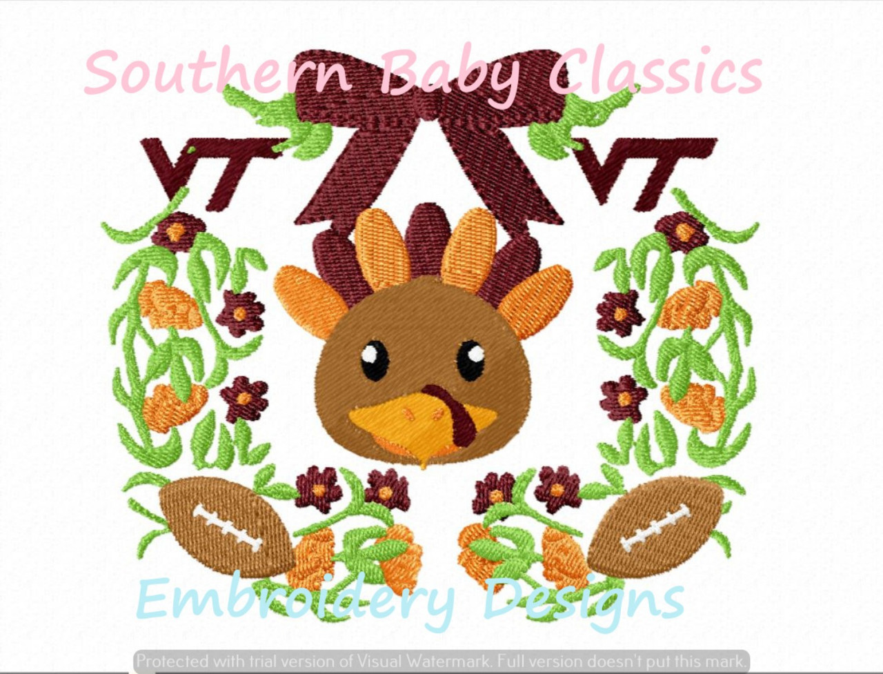 Turkey Hokie Tracks Mini Fill Machine Embroidery Design Mascot Football