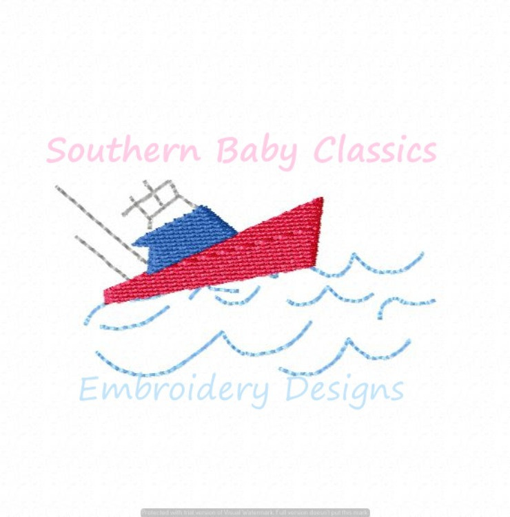 Fish Summer Row Fishing Machine Embroidery Design Fishy Preppy Boy Girl