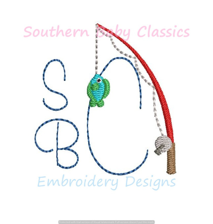 Fish Summer Row Fishing Machine Embroidery Design Fishy Preppy Boy Girl