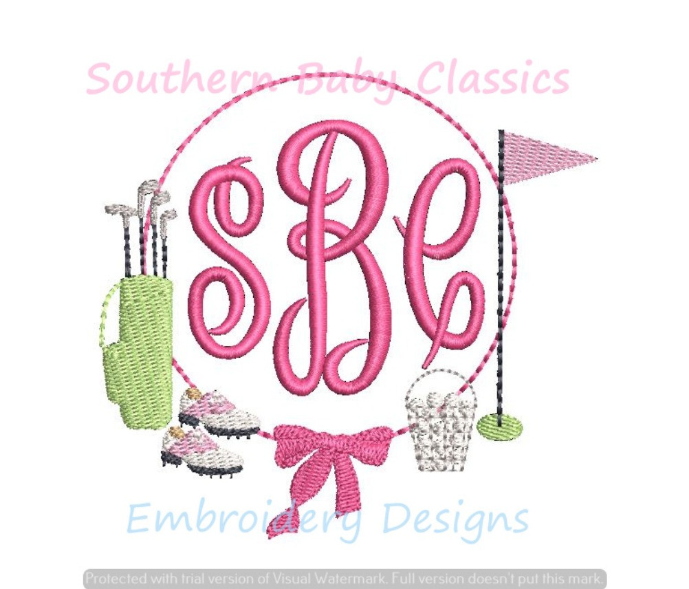 Golf Accessories Monogram Frame Machine Embroidery Design Ball Golfing ...