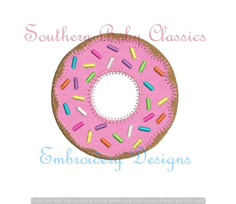 Donut Doughnut Zig Zag Applique Machine Embroidery Design Birthday