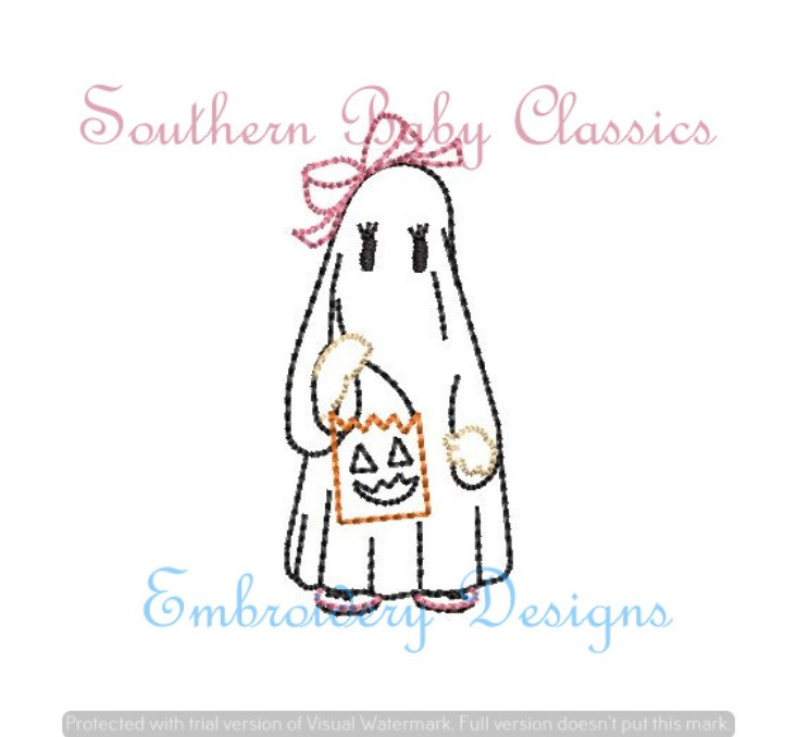 Ghost Girl Costume Trick or Treating Halloween Vintage Stitch Machine ...
