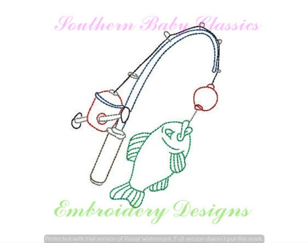 Fishing Pole Pond Monogram Frame Machine Embroidery Design Cattail ...