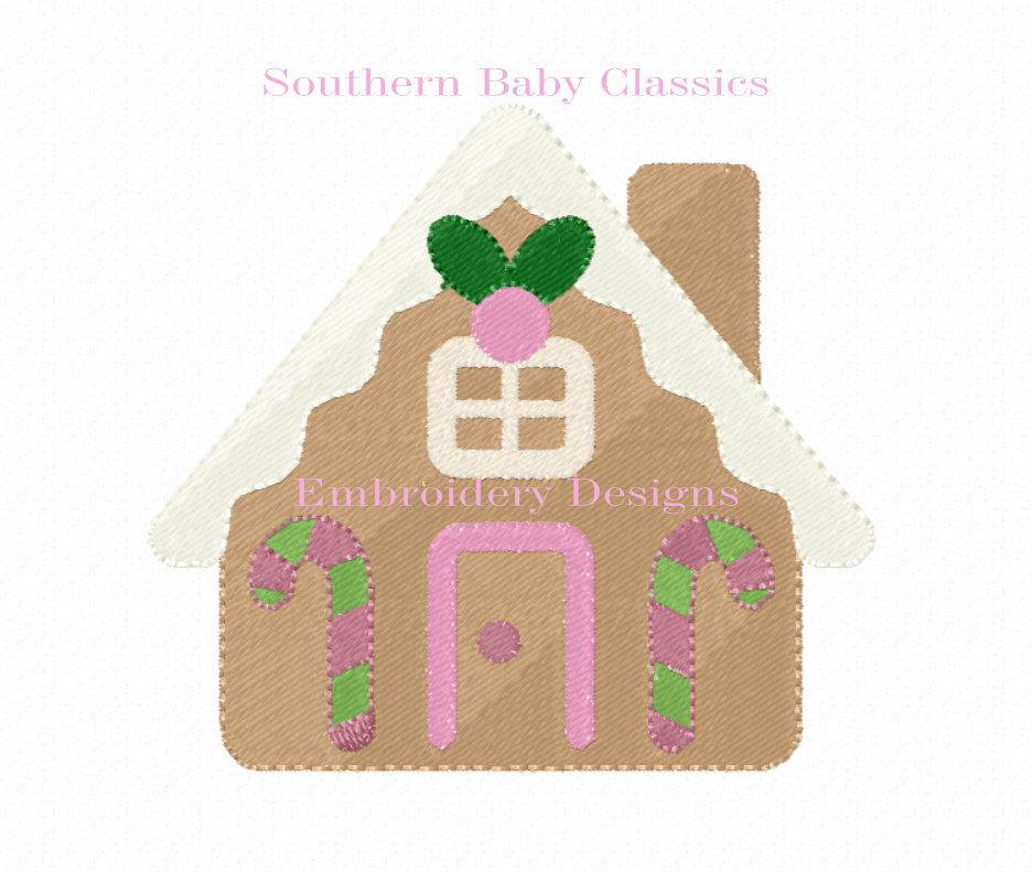 Gingerbread House Christmas Vintage Stitch Machine Embroidery Design Candy