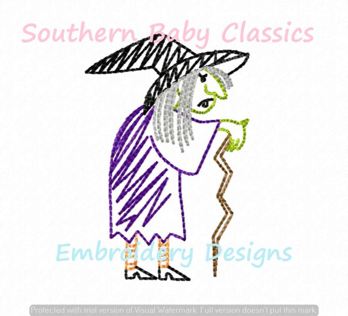 Stitchy Witch Machine Embroidery Design Vintage Quick Stitch Halloween ...