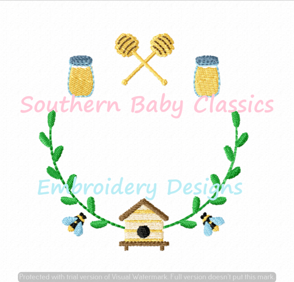 Honey Bee Monogram Frame Machine Embroidery Design Bees Fall Farm
