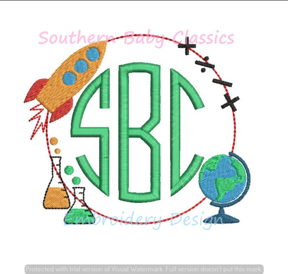 Math and Science Back to School Monogram Frame Machine Embroidery ...