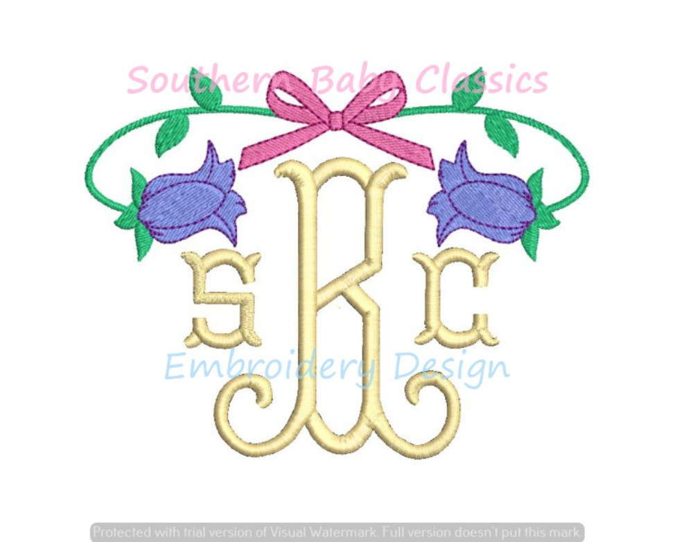 Bluebell Monogram Topper Machine Embroidery Design Flower Floral Spring ...