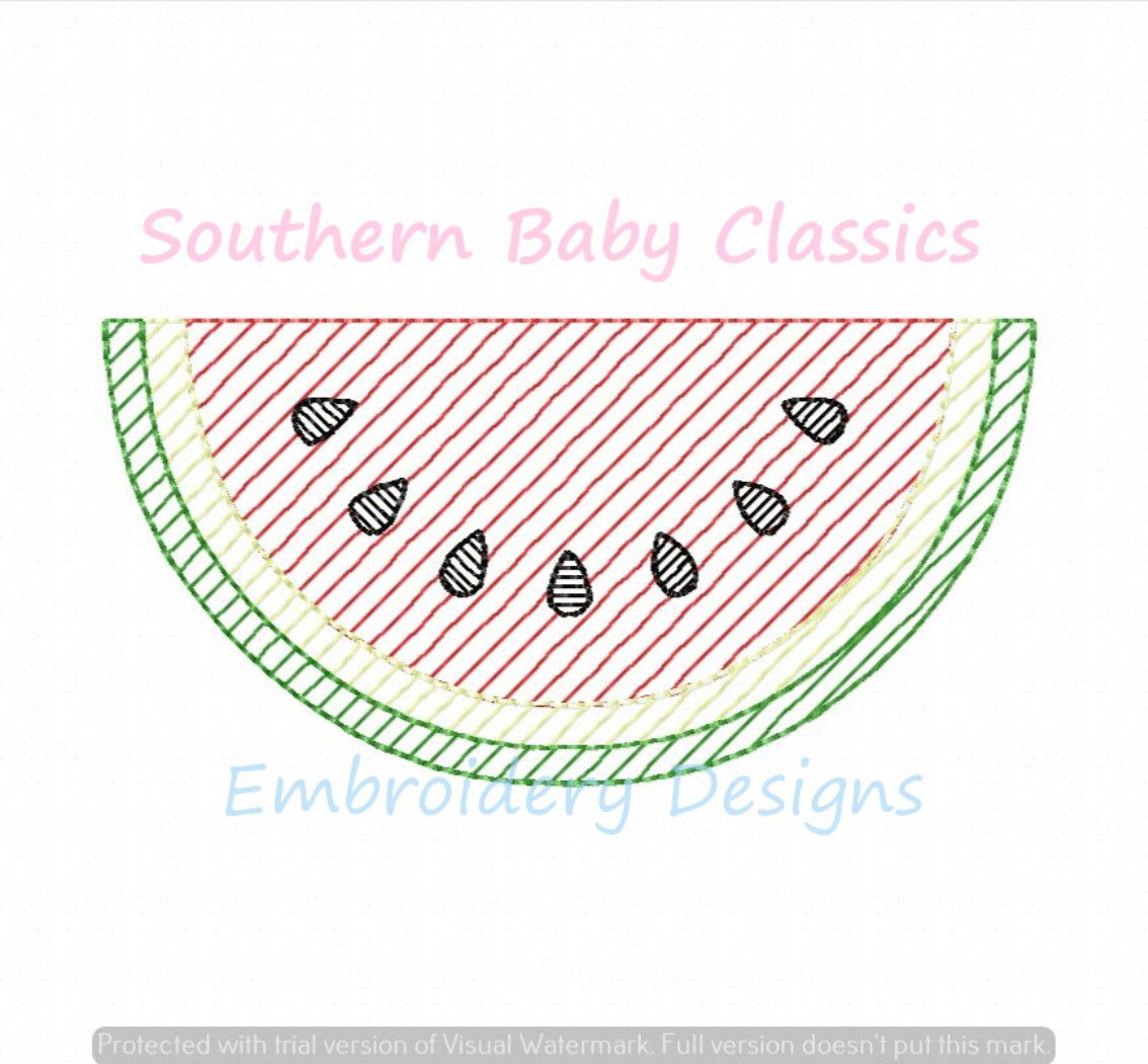 Watermelon Slice Quick Stitch Machine Embroidery Design Summer ...