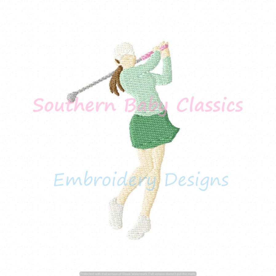Female Golfer Golfing Girl Mini Fill Machine Embroidery Design Summer ...