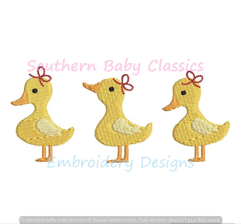 Ducks Duckling Trio Three Easter Spring Machine Embroidery Design Boy Girl