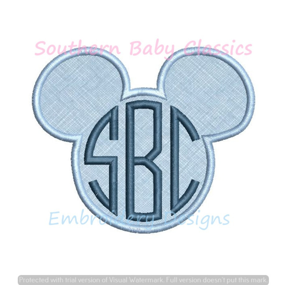 Mouse Boy Character Monogram Frame Head Applique Machine Embroidery Design