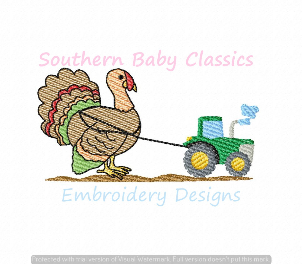 Big Thanksgiving Turkey Tractor Farm Light Sketchy Fill Machine ...