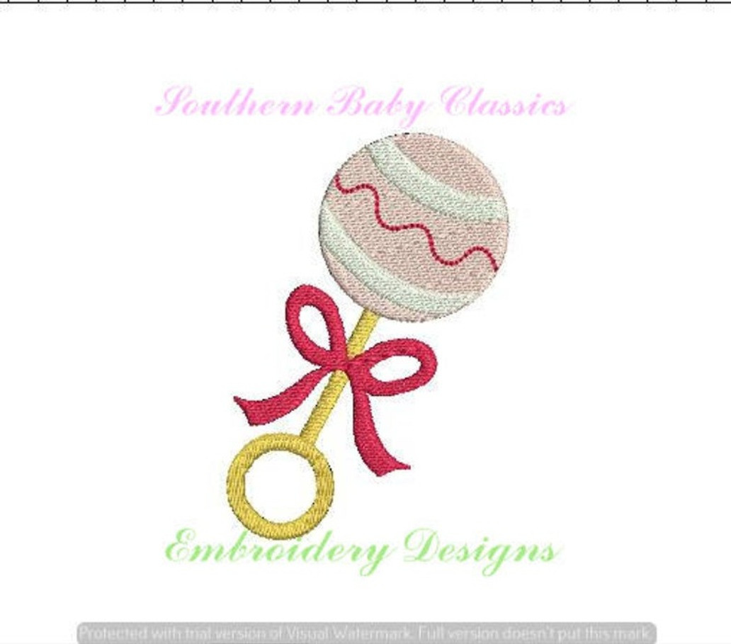 Baby Rattle Girl with Bow Mini Fill Machine Embroidery Design Babies