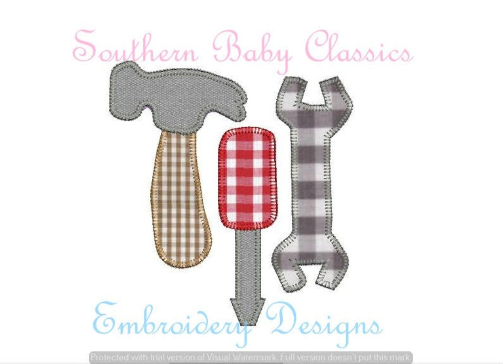 Tools Blanket Stitch Applique Hammer Screwdriver Wrench Machine ...