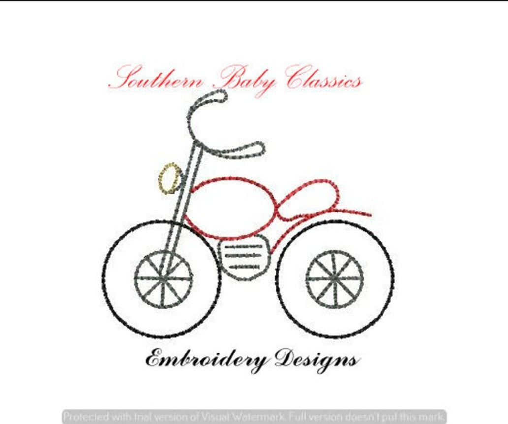 Motorcycle Toy Simple Vintage Stitch Machine Embroidery Design Boy