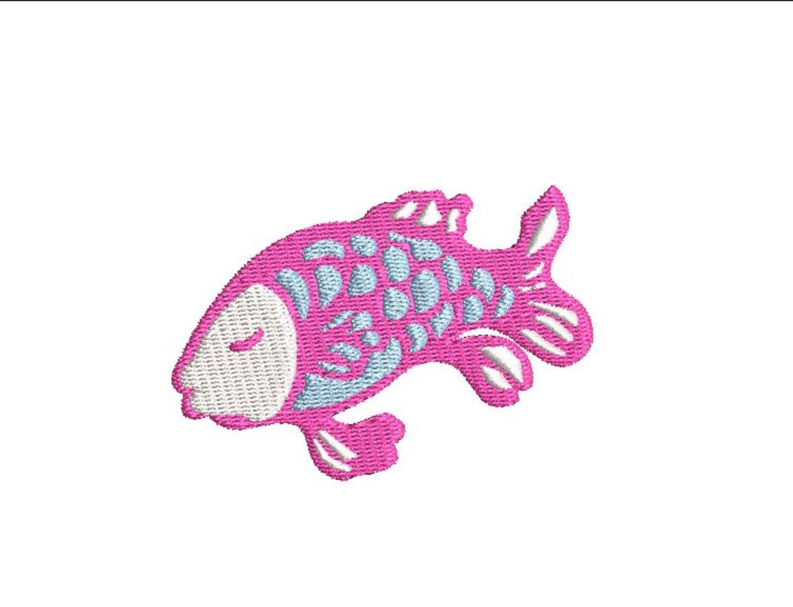Preppy Fish Fill Machine Embroidery Summer