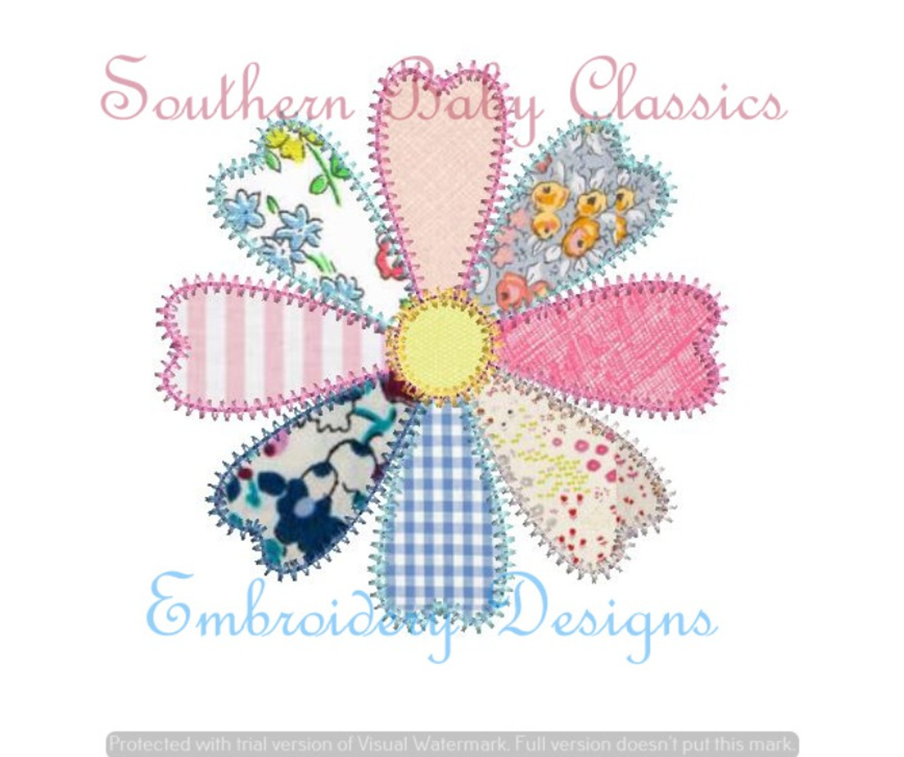 Patchwork Flower Daisy Zig Zag Applique Summer Spring Machine