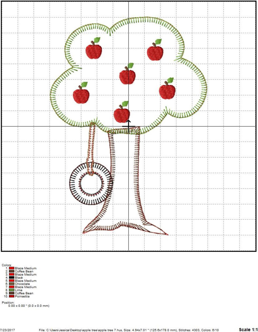 Apple Tree Blanket Stitch Applique Machine Embroidery Summer