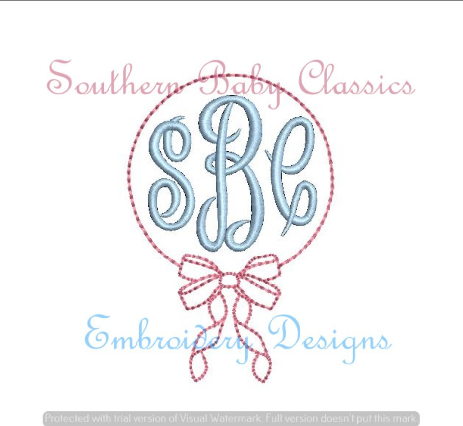 Bow Frame Vintage Stitch Monogram Frame Machine Embroidery